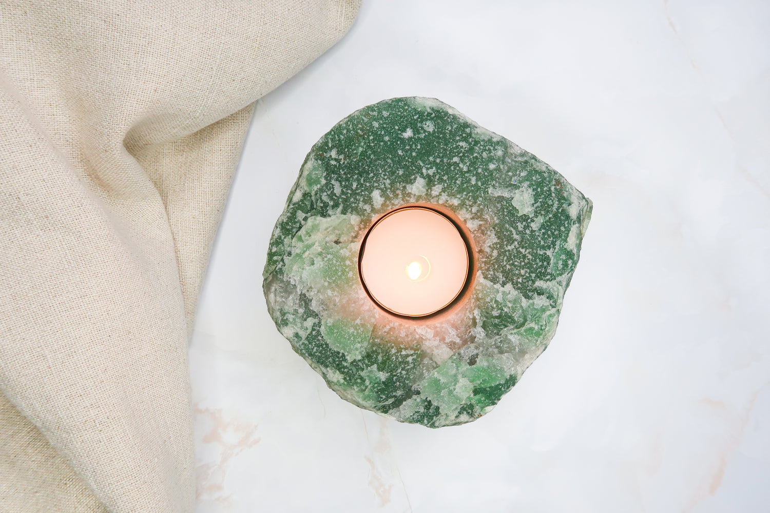 Groene Kwarts Theelichthouder – Little lights
